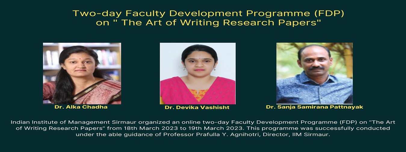 Two-day Faculty Development Programme (FDP) on "The Art of Writing Research Papers" | IIM ...